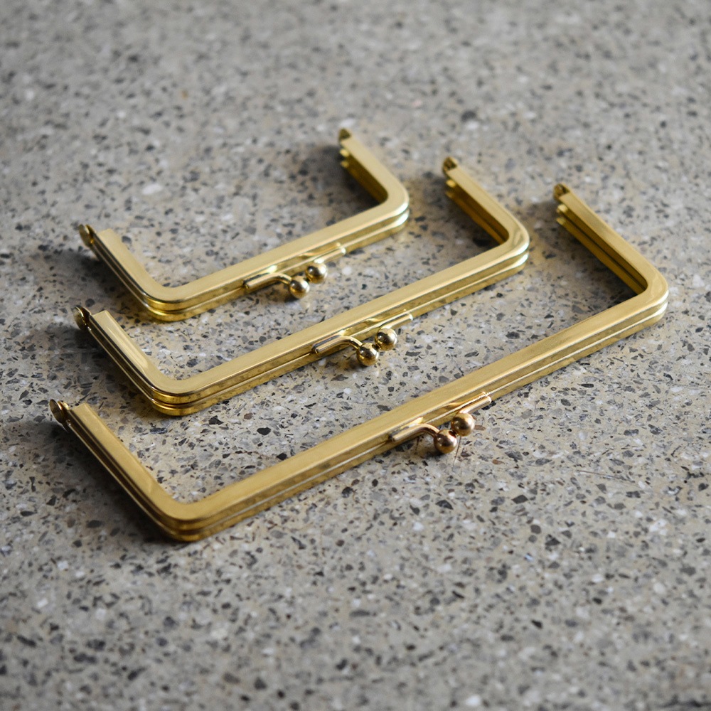 F703 / 19.8cm 角丸型 真鍮製 がまぐち口金 / 艶出磨き[受注生産]:がまぐち口金・各種金具・袋物材料の角田商店『ウェブショップツノダ』