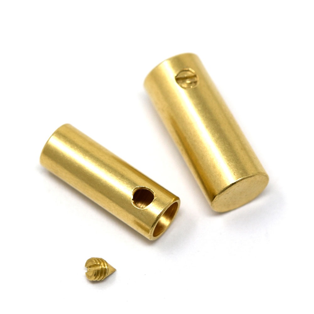 Y134・Y135 / 紐先止め金具 4mm・5mm穴 ネジ式 / 真鍮無垢〈小口・大口〉:がまぐち口金・各種金具・袋物材料の角田商店『ウェブ ...