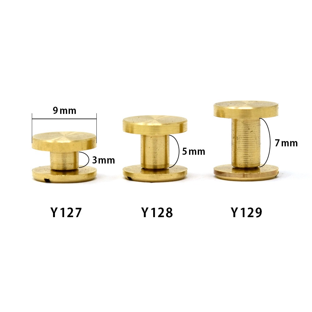 Y127～129 / 9mm 短足 組ネジ 3～7mm足 / 真鍮無垢 〈2組・100組〉:がまぐち口金・各種金具・袋物材料の角田商店『ウェブ ...