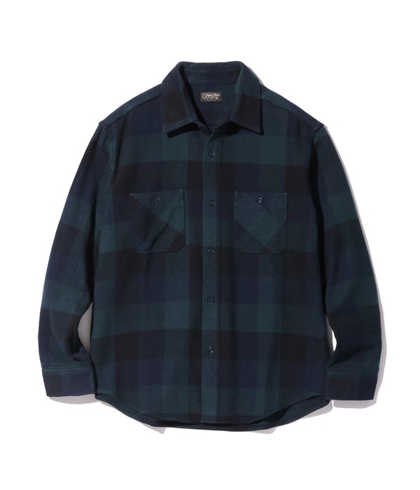 Lot No. SC29177 / 3-COLOR BLOCK CHECK HEAVY FLANNEL WORK SHIRT - SUGAR ...
