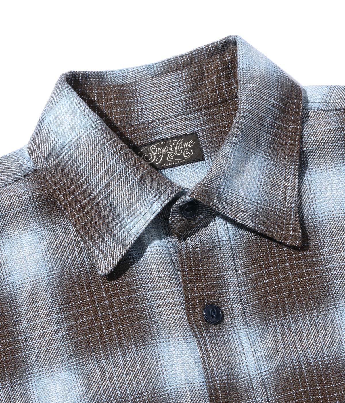 Lot No. SC29294 / INDIGO OMBRE CHECK WORK SHIRT - SUGAR CANE,SUGAR CANE ...