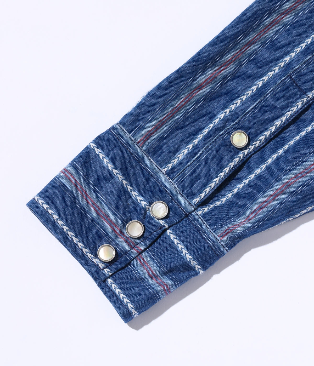 Lot No. SC29246 / NATIVE AMERICAN INDIGO STRIPE WESTERN SHIRT - SUGAR ...