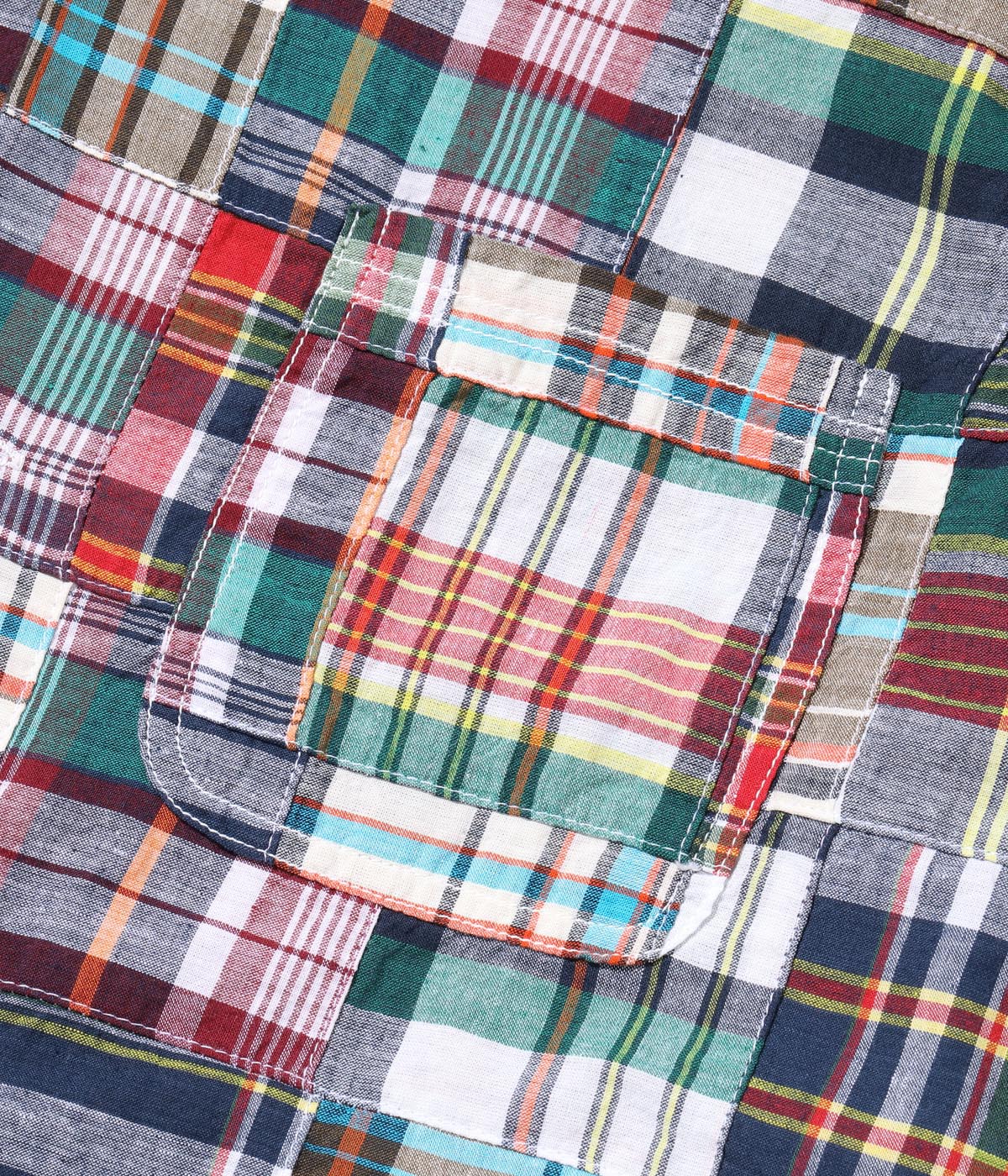 Lot No. SC29257 / INDIA MADRAS CHECK PATCHWORK OPEN SHIRT - SUGAR CANE,SUGAR CANE / SHIRT - TOYO ...