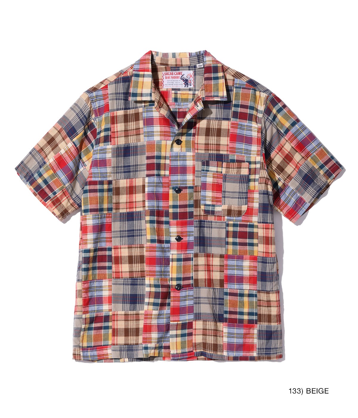 Lot No. SC39300 / MADRAS CHECK PATCHWORK OPEN SHIRT - SUGAR CANE,SUGAR ...