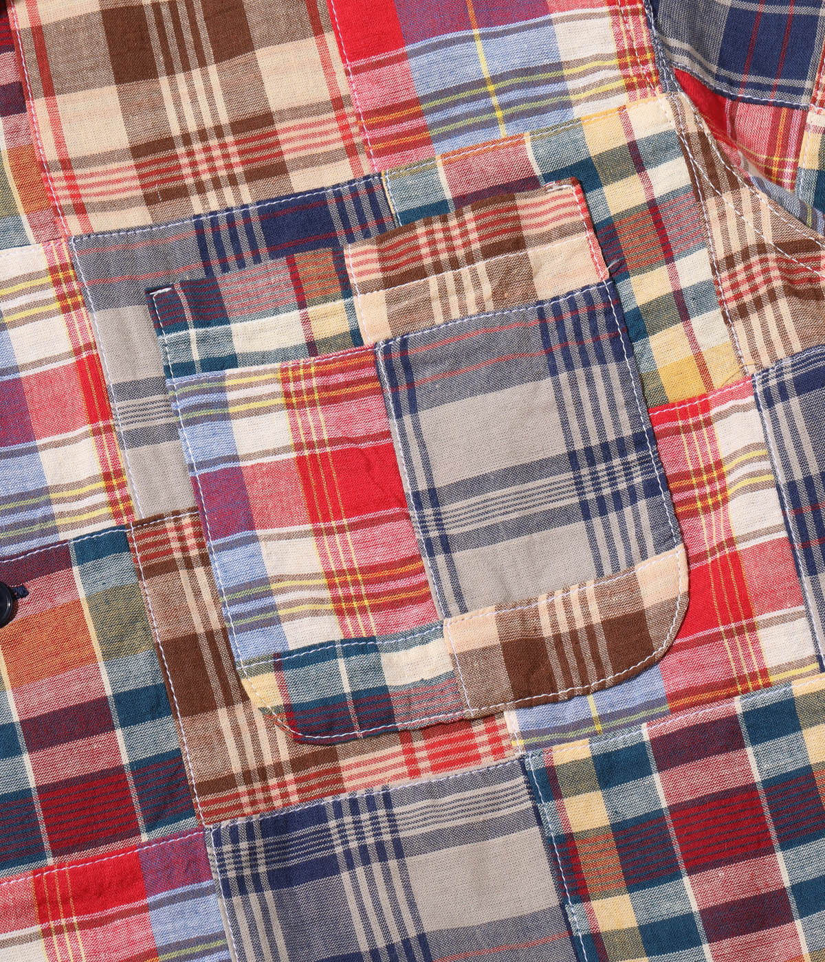 Lot No. SC39300 / MADRAS CHECK PATCHWORK OPEN SHIRT - SUGAR CANE,SUGAR ...