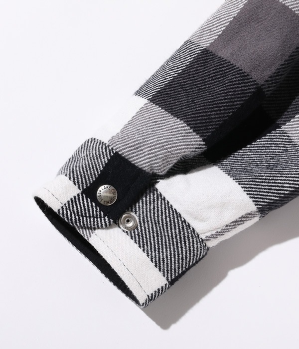 Lot No. SC15448 / 3-COLOR BLOCK CHECK HEAVY FLANNEL CPO JACKET - SUGAR ...