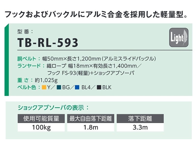 藤井電工 安全帯 TB-RL-593 リトラ 【胴ベルト型 ツヨロン 墜落制止用器具 一般高所作業用】 | 安全帯・ハーネス・傾斜用安全帯,一般高所用安全帯 | | 安全保護用品のトランス ...