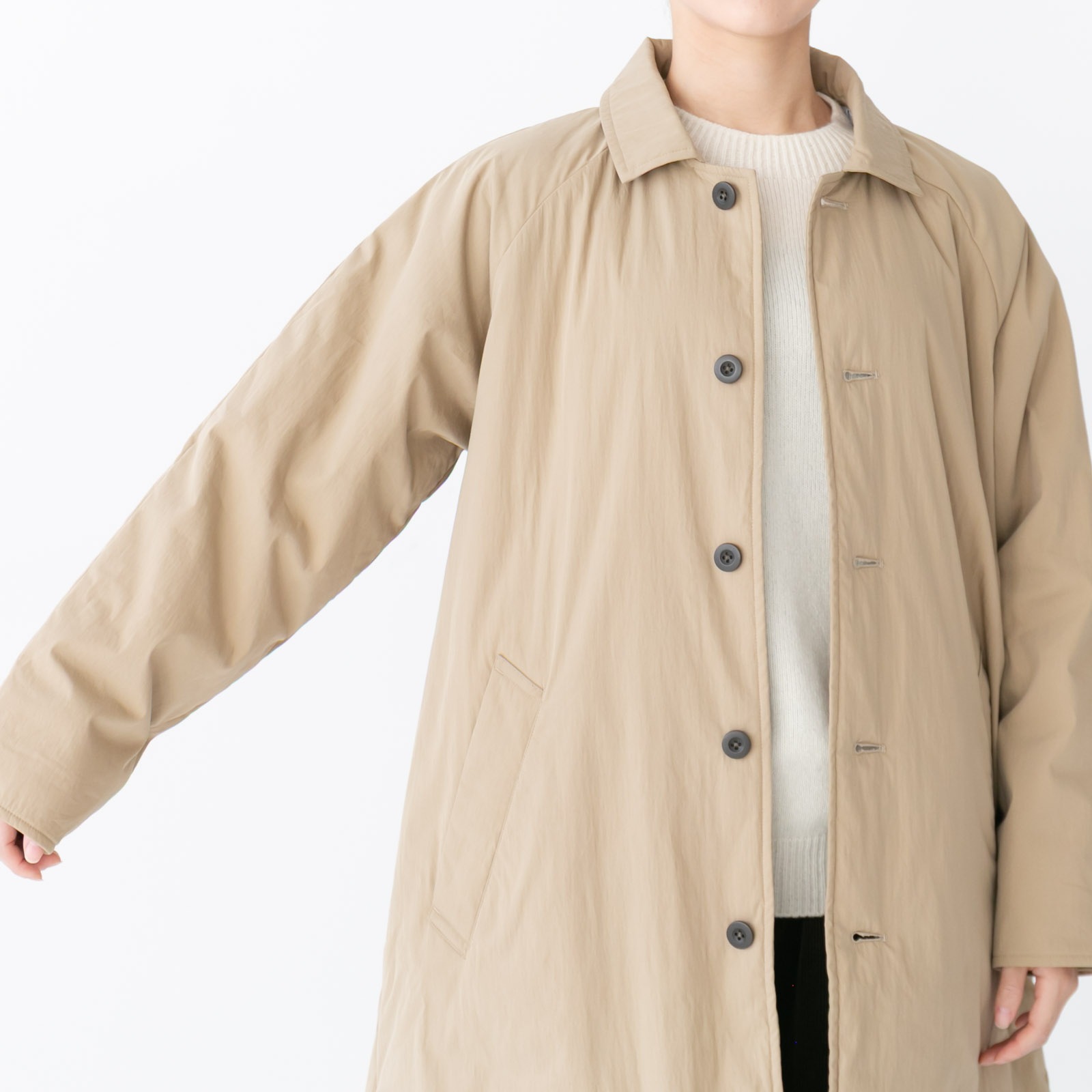 綿ナイロンタイプライター(中綿ボンディング) ステンカラーコート R27603 RINEN | RINEN women,アウター | TRIP