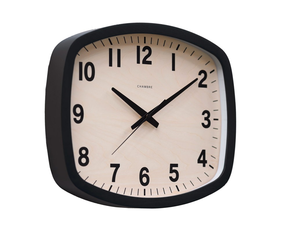CHAMBRE/シャンブレ｜アールスクエアブラック 電波時計 / R-SQUARE BLACK CLOCK CH-028BK｜日本製 木製 掛け時計｜TRUSS