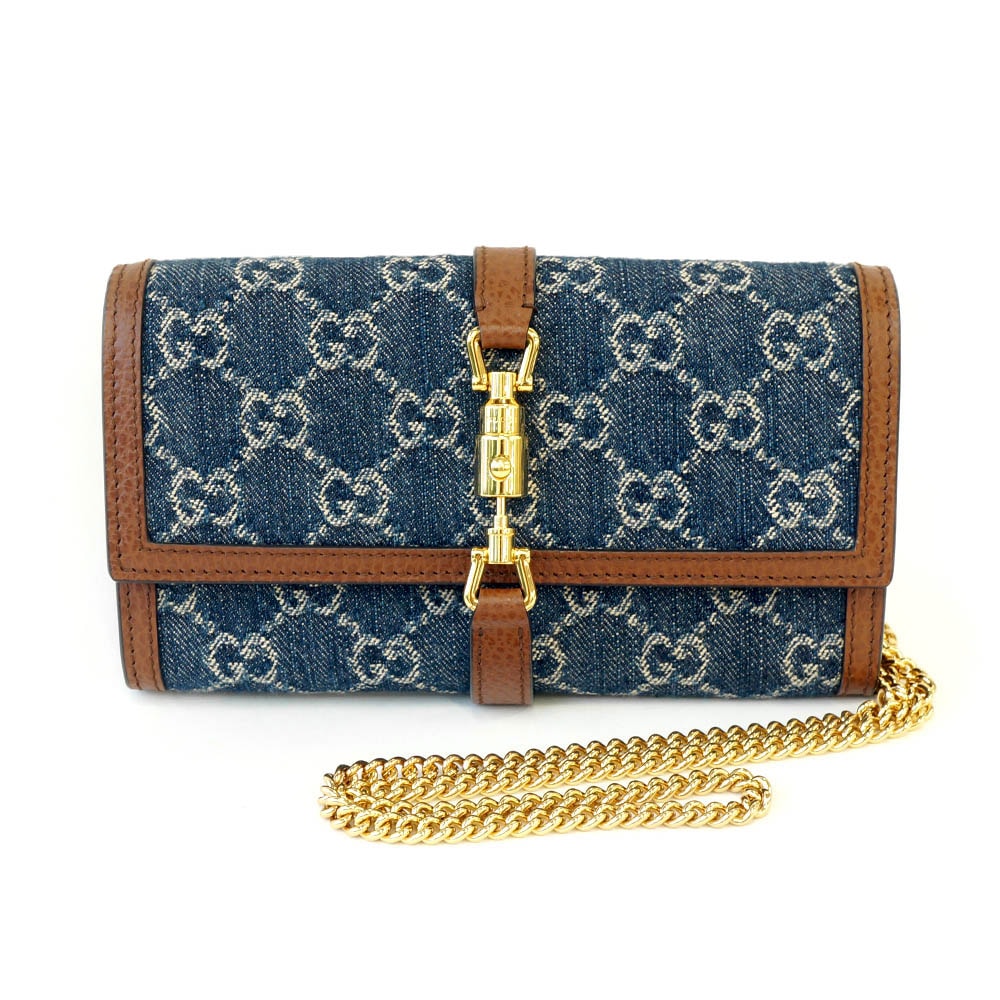 栄】【GUCCI】グッチ 652681 ジャッキー1961 デニム レザー チェーン