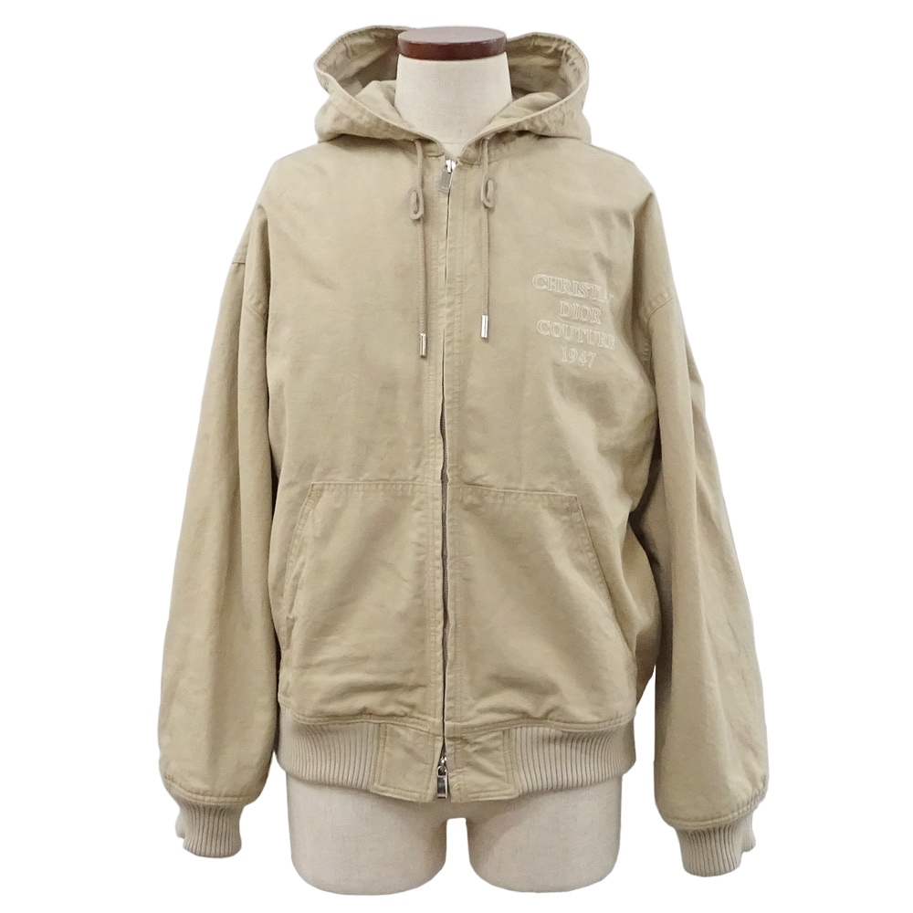 【中古】ディオール Dior 24SS Logo Embroidered ZIp-Up Hoodie フード付きジャケット ブルゾン 48 ベージュ 栄】【DIOR】ディオール フード付きジャケット 383D487BY547 ベージュ