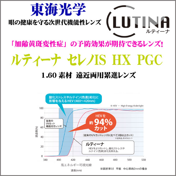 ルティーナ セレノIS HX PGC 遠近両用160素材 累進レンズ