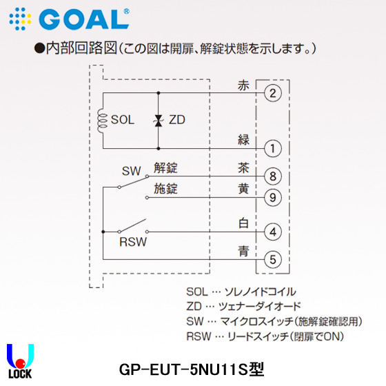 GOAL GP-EUT-5NU11S ゴール 機能切替型電気錠 EUT/EUTP/EUR/EURP | ゴール,電気錠,EU | 電気錠、電気錠システム、防犯製品通販 ULオンライン