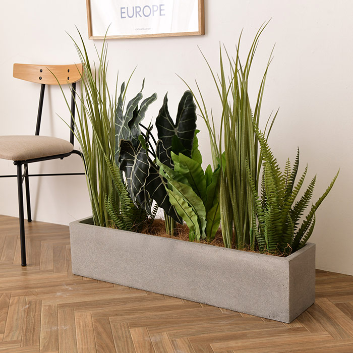 Brown. ブラウン フェイクグリーンセット 長方形プランター×グラスミックスプランツ | 商品種別,グリーン,フェイクグリーン,アレンジ | uminecco（ウミネッコ）