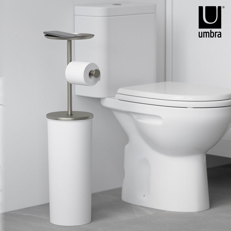 Umbra アンブラ ポータルー トイレットペーパースタンド ホワイト×ニッケル | 商品種別,雑貨,トイレ雑貨,トイレラック | uminecco（ウミネッコ）