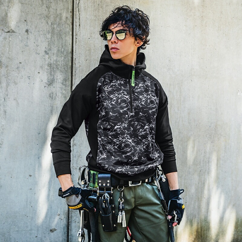 【即納】ハーフジップフーディ(ユニセックス) 4079 BURTLE(バートル) [秋冬用] [返品・交換不可] | Tシャツ,長袖 | バートル作業服通販いしまる