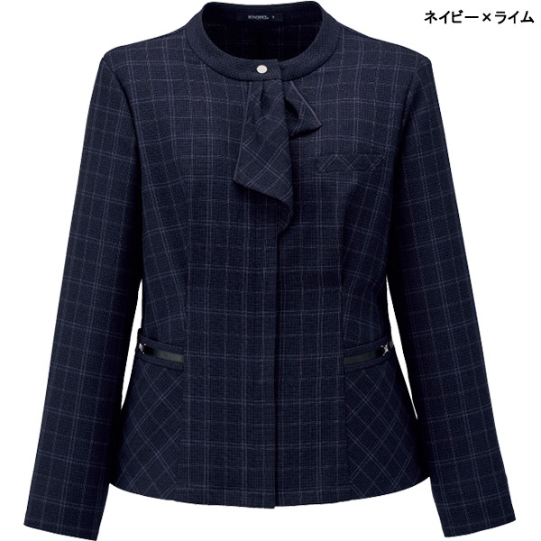 2025秋冬新作 レディース ソフトジャケット オールシーズン  定番  ストレッチ グレイ ネイビー オフィス 事務服 制服 通勤 ノーブル ボンオフィス AJ0295 事務服,ジャケット事務服 ソフトジャケット AJ0295 ノーブルドビーCK
