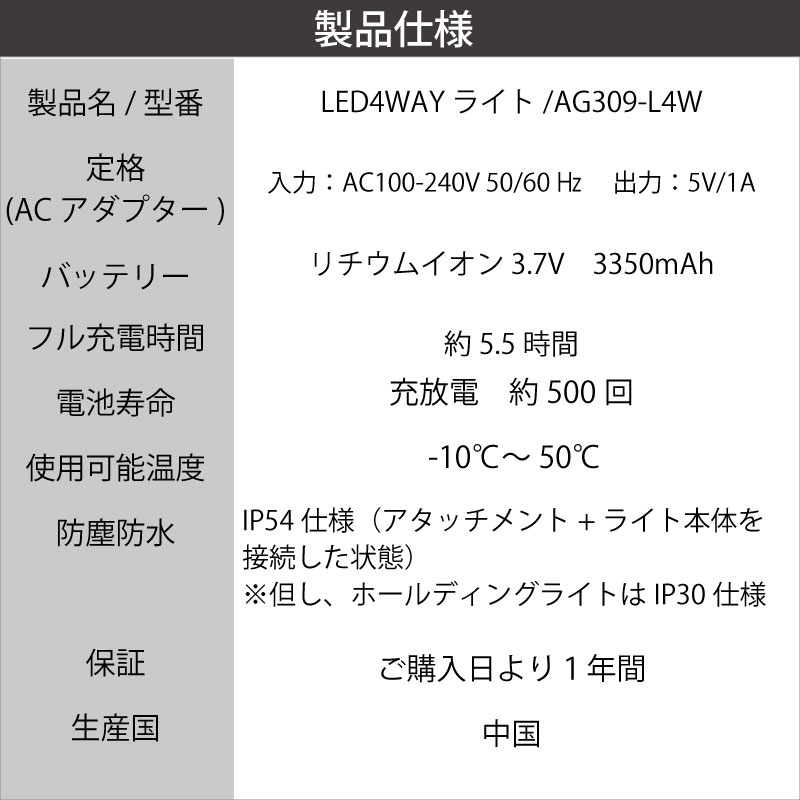 【ユニマットマリン｜ハンディライト通販】 Elut エルト LED4WAYライト AG309-L4W 専用収納ケース付き / トーチライト ...