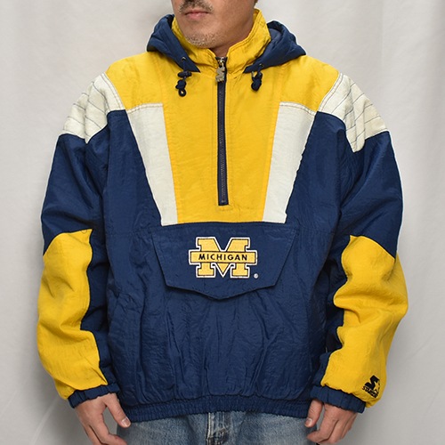 ・90's Vintage Puffer Jacket/Michigan（90'sヴィンテージ パファージャケット）ネイビー×イエロー/サイズ ...