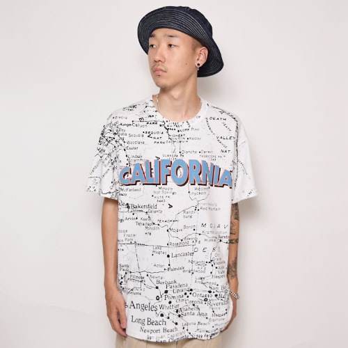 California Map T-Shirt（カリフォルニアマップ Tシャツ）ホワイト×ブラック [a-2450] | ショートスリーブT ...