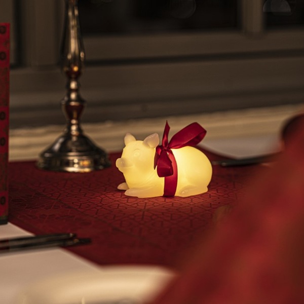 LED ライト ピッグ シンプル ホワイト 北欧 インテリア クリスマス 飾り ブタ 可愛い 小物 ナチュラル アニマル H6.8cm ...
