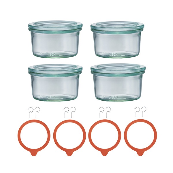 送料無料 weck giftbox ギフト ボックス モールド 140ml 4個 セット ウェック S220 スイーツ 常備菜 作り置き 容器 便利 ストッカー ガラス おしゃれ 保存 瓶 ...