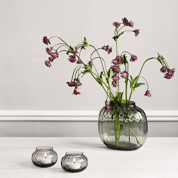 花瓶 フラワー ベース おしゃれ ホルムガード 北欧 ガラス HOLME GAARD プリムラ PRIMULA オーバルベース H17.5cm スモーク グレー 透明 ギフト インテリア ...