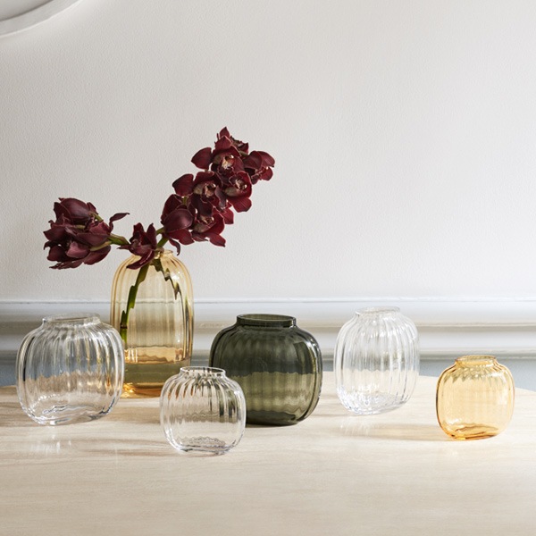 花瓶 フラワー ベース おしゃれ ホルムガード 北欧 ガラス HOLME GAARD プリムラ PRIMULA オーバルベース H17.5cm スモーク グレー 透明 ギフト インテリア ...