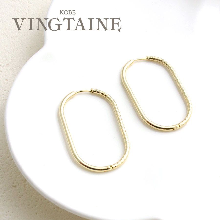オーバル型 キャッチレスフープピアス P1999 | ピアス,フープ | ヴァンテーヌ（VINGTAINE）公式WEBSHOP