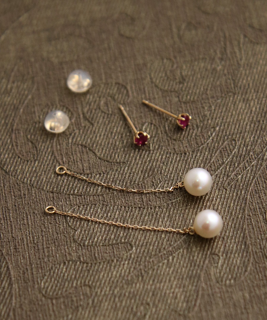 K10 YG アコヤパール×ルビー2wayピアス LP-168【リュクス】 | リュクスコレクション,ピアス（K10） | ヴァンテーヌ ...