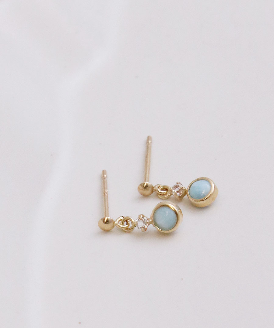 K10 YG ラリマー×チェーンピアス LP-192【リュクス】 | リュクスコレクション,ピアス（K10） | ヴァンテーヌ（VINGTAINE）公式WEBSHOP