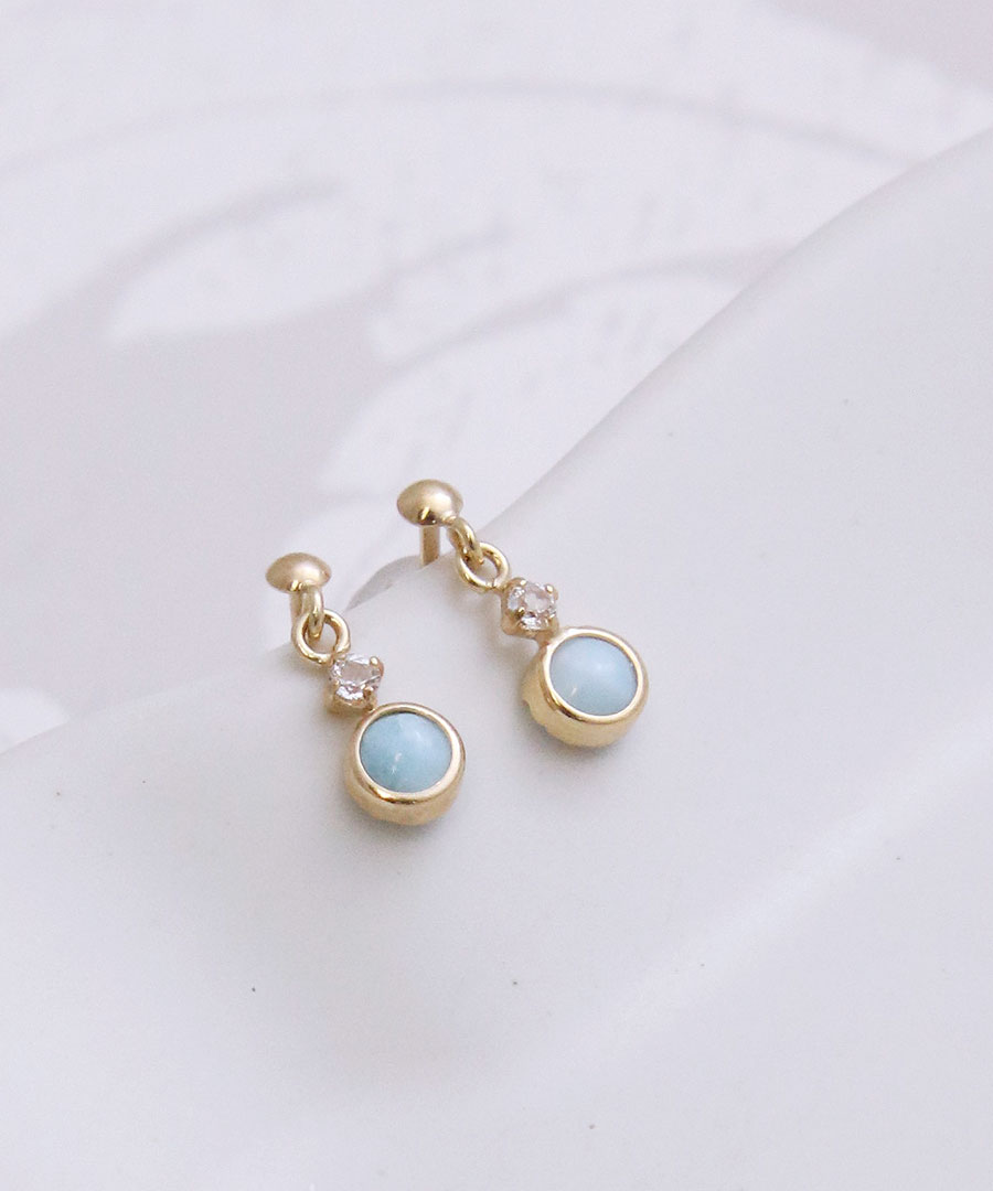 K10 YG ラリマー×チェーンピアス LP-192【リュクス】 | リュクスコレクション,ピアス（K10） | ヴァンテーヌ（VINGTAINE）公式WEBSHOP