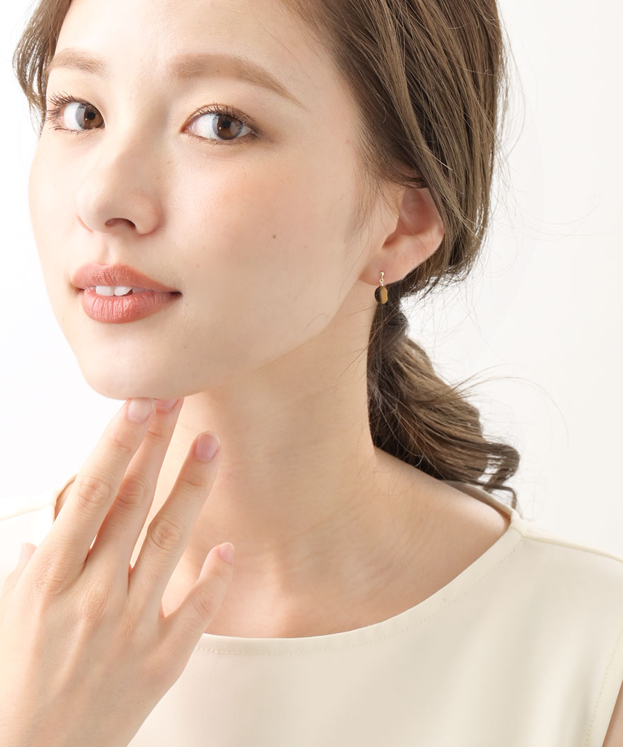 K10 YG タイガーアイ揺れピアス LP-182【リュクス】 | リュクスコレクション,ピアス（K10） | ヴァンテーヌ（VINGTAINE）公式WEBSHOP