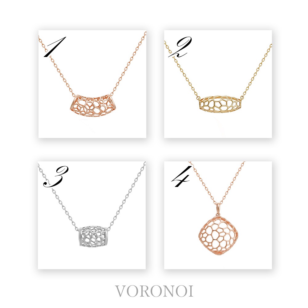 K10 VORONOI 透かしネックレス オリジナルエンドパーツ付 立体的なデザインが魅力のK10ネックレス