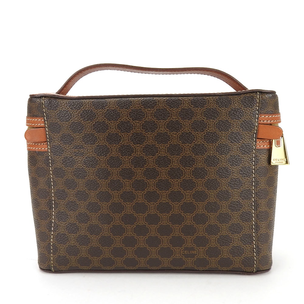 中古】 セリーヌ ハンドバッグ マカダム PVC レザー ブラウン ゴールド