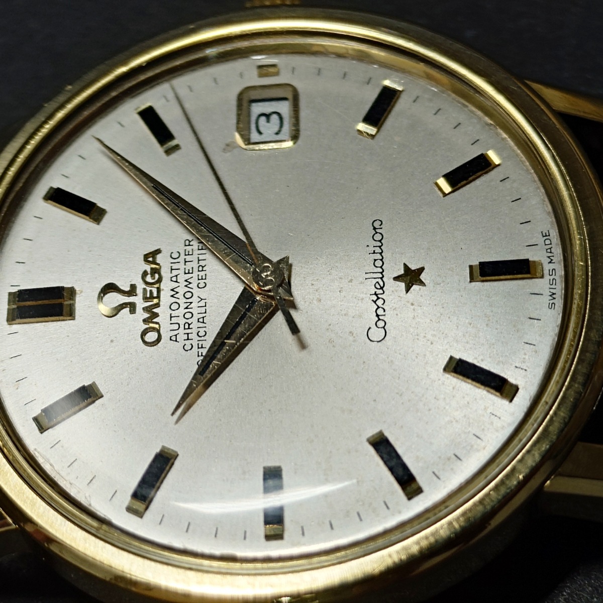 オメガ コンステレーション 168.018 キャップゴールドケース 新品純正リューズ Cal.564 自動巻 OH済 1968年製 Omega