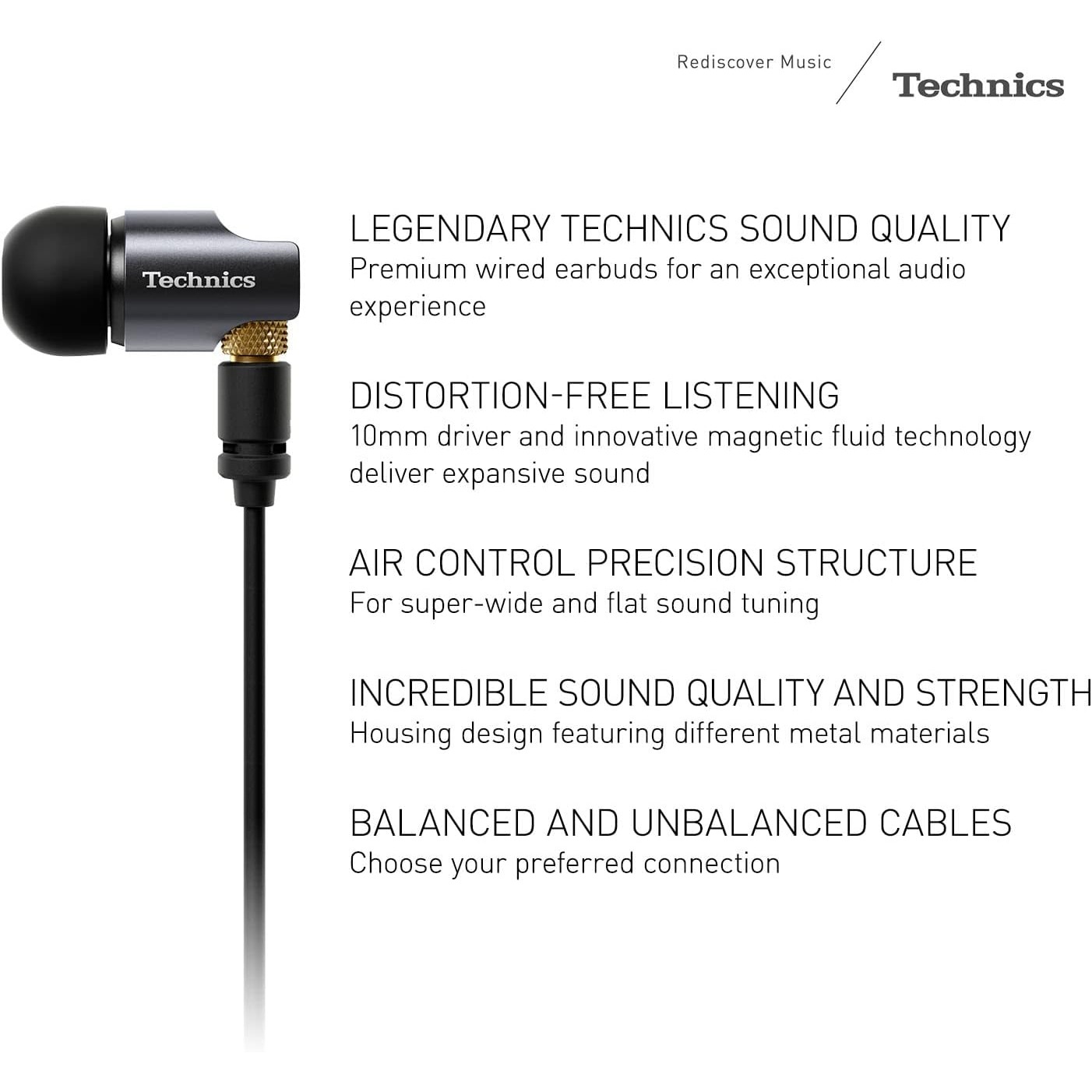 Technics プレミアム インイヤーモニター IEM ハイファイ有線インイヤーイヤホン 革新的な10mmドライバー付き 超低歪みを実現 ...