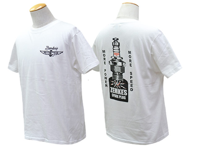 全2色【ZEMKE'S WHEELS WEAR/ゼムケズホイールズウエア】「Crew Neck S/S Tee”SPARK PLUG”/クルー ...