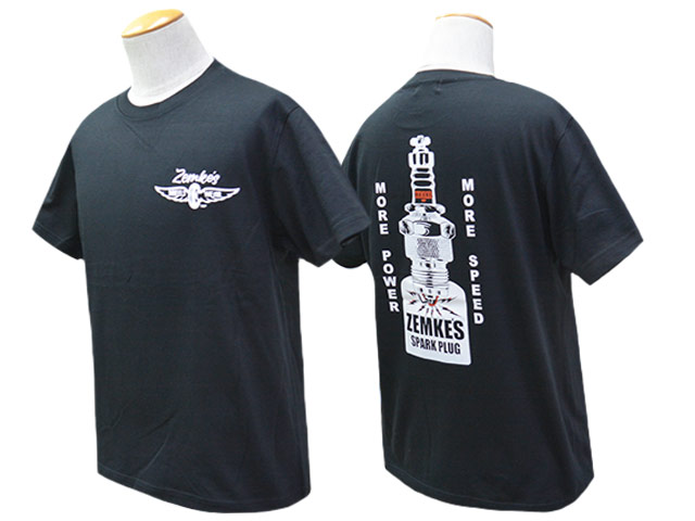 全2色【ZEMKE'S WHEELS WEAR/ゼムケズホイールズウエア】「Crew Neck S/S Tee”SPARK PLUG”/クルー ...
