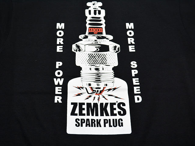 全2色【ZEMKE'S WHEELS WEAR/ゼムケズホイールズウエア】「Crew Neck S/S Tee”SPARK PLUG”/クルー ...
