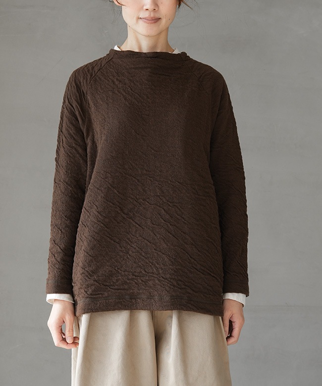 P90654]prit(プリット) ウール綿接結ラグランスリーブボトルネックプル