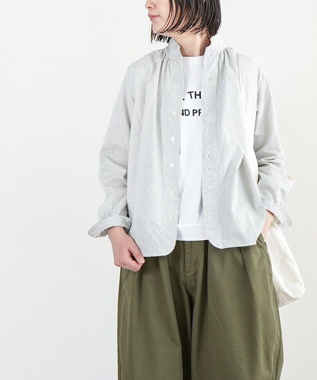 [D-6125110]DANA FANEUIL(ダナファヌル) オーガニックコットンヒッコリーストライプシャツ トップス ブラウス | ブランドから探す,D,Dana Faneuil（ダナファ ...