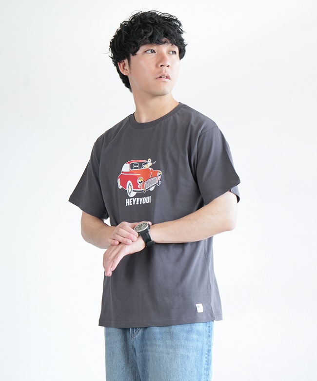 【SALE 30%OFF】[WH-2402012]modem design(モデムデザイン) 別注 おじさんプリントTシャツ "HEY!YOU ...