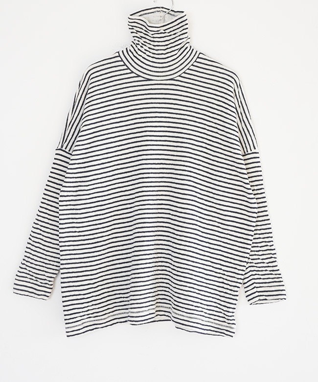 P90660]prit(プリット) 1/25ウール綿接結ボーダー タートルネック