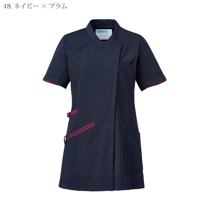 [KAZEN] 985 レディスチュニックジャケット半袖 2枚セットー医療白衣と介護ユニフォームの専門店ワークランド