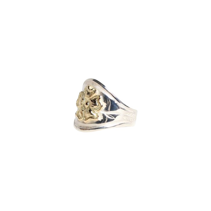 RG-0075 LEAF STAMPED ROSE RING No. 75 (18K GOLD ACCENT) | LARRY SMITH ...