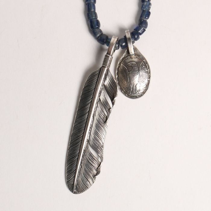 72 INDIAN PACIFIC 瑠璃 WSILVER BEADS MORGAN FEATHER EAGLE METAL SET ...