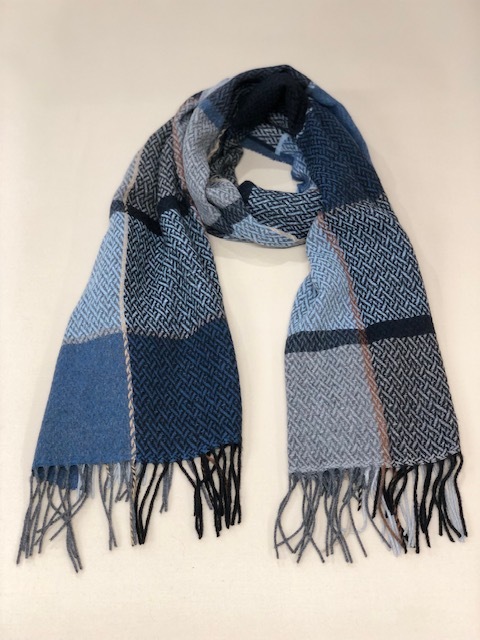 RECYCLED POLYESTER & COTTON KNITING SCARF BY V.FRAAS LOT1667 "PLAID ...
