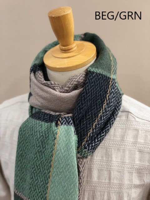 RECYCLED POLYESTER & COTTON KNITING SCARF BY V.FRAAS LOT1667 "PLAID ...