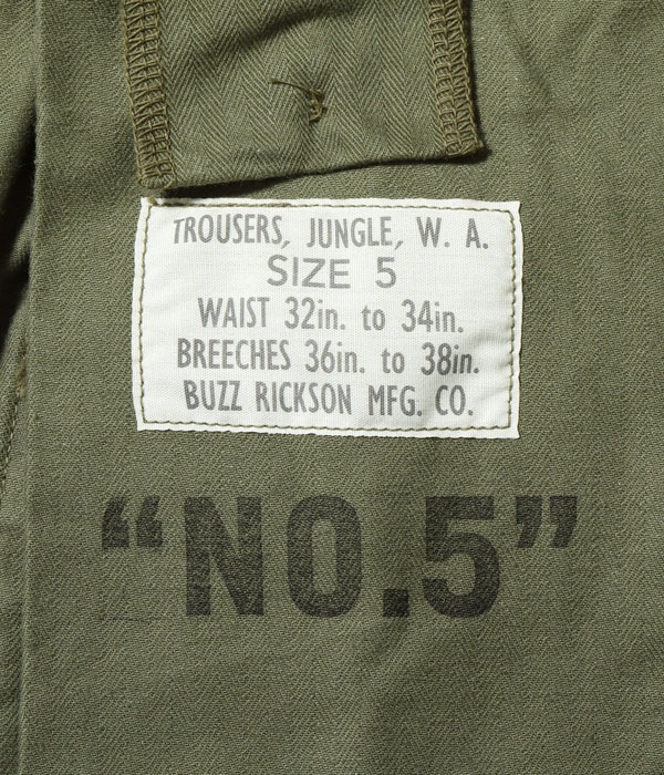 Lot No. BR42464 / TROUSERS, JUNGLE, WAR AID “BUZZ RICKSON MFG. CO ...